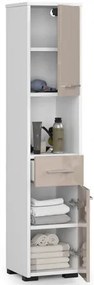 Koupelnová skříňka Fin 2D 1SZ 1W  bílá/cappuccino lesk