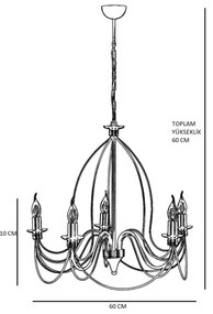 Lustr na řetězu CLASSIC 5xE14/40W/230V bronzová
