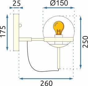 Toolight - Nástěnná lampa E27 60W APP910-1W, zlatá, OSW-06678