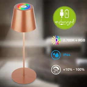 Briloner 7510013-LED RGB Stm stolní lampa CALIDA 2,5W/5V IP44 1200mAh bronzová