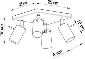 Stropní bodové svítidlo SOLLUX Ring 4 GU10 4x40W bez zdroje SL.0452 šedá