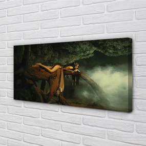 Obrazy na plátně Žena strom mraky 120x60 cm
