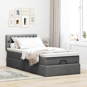 Osmanský rám postele s matrací tmavě šedá 90x190cm textil 3311505