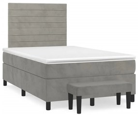 Box spring postel s matrací světle šedá 120x190 cm samet - Default Title
