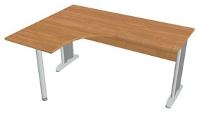 Stůl ergo oblouk pravý 160×120/60 cm - Hobis Cross CE 60 P Dekor stolové desky: olše, Dekor lamino podnože: olše, Barva nohou: Stříbrná