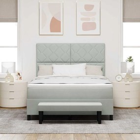 Postel s boxspringem s čelo Světle šedá 200 x 140 cm samet 3344582