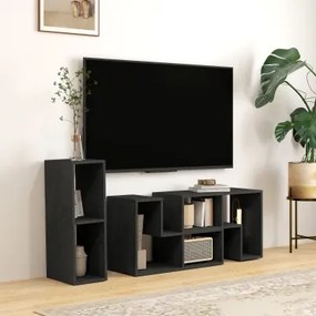 HOMCOM TV nábytek max. 75" modulární s 2 L-tvarovanými regály a obdélníkovým regálem, z dřeva, 134-180 x 30,5 x 44 cm, černý