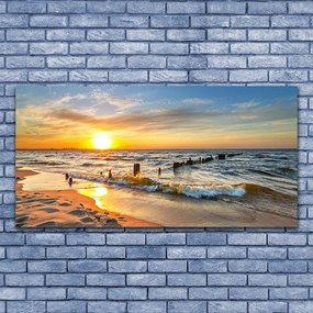 akrylový obraz Moře Západ Slunce Pláž 120x60 cm