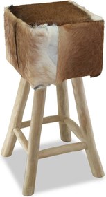 Barová stolička kozí kůže a masivní teak 244543