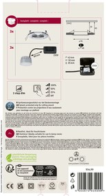 Paulmann 93499 LED Coin Nova round, set kulatých bodovek v chromové úpravě, LED 3x6,5W 2700K tříkrokové stmívání, prům. 7,8cm