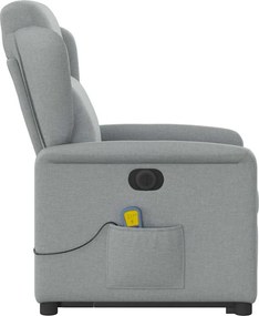 Elektrické zvedací masážní polohovací křeslo světle šedé textil 3303164
