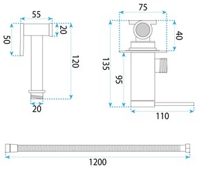 Rea Foss Clif, podomítková bidetová baterie, měděná matná, REA-B5845