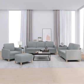 4dílná sedací souprava s poduškami světle šedá textil 3202062