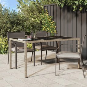 Zahradní stůl 150 x 90 x 75 cm tvrzené sklo a polyratan béžový 316710