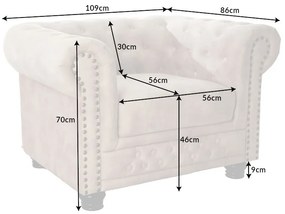 Designové křeslo Chesterfield šampaňský samet