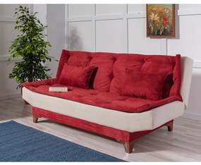 Atelier del Sofa 3-místná pohovka Kelebek - Claret Red, Cream, Červená, Krémová