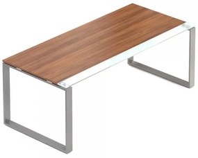Stůl Creator 200 x 90 cm, šedá podnož, 2 nohy / Ořech