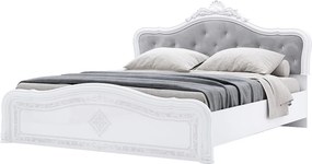 Postel 180 Lux bez roštu + koruna, bílý lesk Luiza