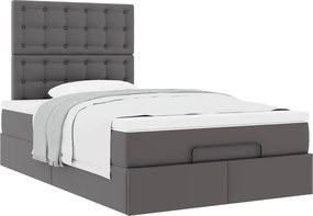 Osmanský rám postele s matrací šedá 120x190 cm umělá kůže 3312994