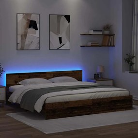 Rám postele s čelo Staré dřevo 200 x 200 cm Kompozitní dřevo 3403601