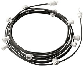 creative cables Hotový světelný řetěz LUMET 12,5 m je sestavený z 10 bílých objímek, háčku a zástrčky Barva kabelu: Šedá - CM03