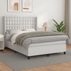 Box spring postel s matrací bílá 140x200 cm umělá kůže 3132502