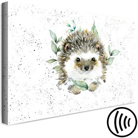 Obraz Ježek - rozkošné malované zvířátko a rostliny na tečkovaném pozadí