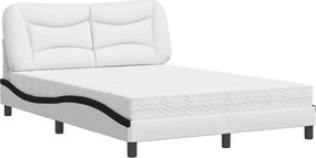 Postel s matrací Hvar bílá a černá 140 x 190 cm umělá kůže 3208723
