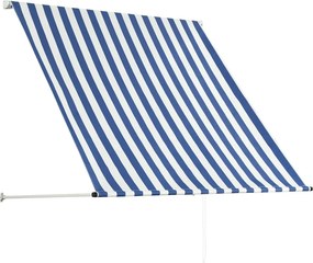 Zatahovací markýza 150 x 150 cm modro-bílá 143746