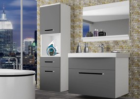 Koupelnový nábytek Belini šedý mat + umyvadlo + zrcadlo  ROD M 3/0/W/SR/0/ZW