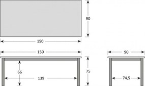 Doppler CONCEPT - stůl s teakovou deskou 150x90x75cm