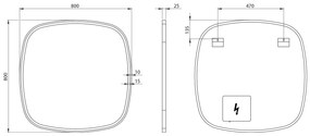 Sapho Sapho, BUTO zrcadlo s LED osvětlením 80x80cm, BU080