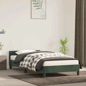 Rám postele s čelem tmavě zelený 90x190 cm samet - Default Title