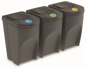 Sada košů na třídění odpadu ECOBOX 3x35L šedý kámen