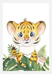 Plakát Safari Tygřík - Obraz, Plakát Velikost: A3 - 29,7x42 cm, Volba rámu: s bílým rámem