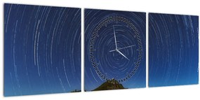 Obraz rotujících hvězd (s hodinami) (90x30 cm)