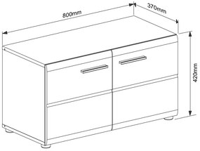 Předsíňová lavice na boty Salsa, šedý dub/bílá lesk