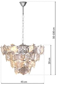 Křišťálový lustr na řetězu DIANA 6xE14/40W/230V matný chrom