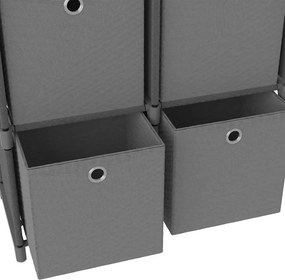 Výstavní police 5 přihrádek s boxy šedé 103x30x72,5 cm textil 322605