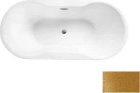Besco Navia asymetrická vana volně stojící 160 x 80 cm sifon černá barva zlatá VANNAVIA160BG1 Koupelny Bernold