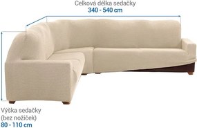 Super strečové potahy NIAGARA smetanová rohová sedačka (š. 340 - 540 cm)