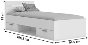 Jednolůžková postel 90 cm Myriam (dub sonoma)(bez matrace a roštu). 1040193