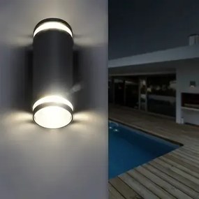 Solight LED venkovní nástěnné osvětlení Potenza 2x GU10 černá