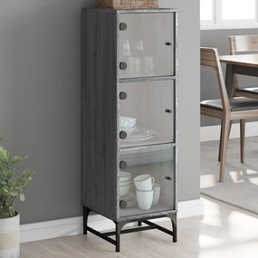 Highboard se skleněnými dvířky šedý sonoma 35 x 37 x 120 cm