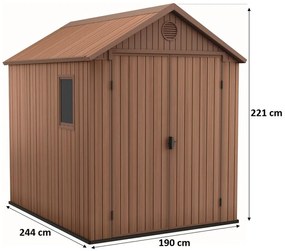KETER DARWIN 6 x 8 zahradní domek, 190 x 244 x 221 cm, hnědý 17210355
