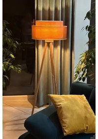 Duolla - Stojací lampa WOOD BOHO 1xE27/15W/230V pr. 45 cm měděná/hnědá/béžová