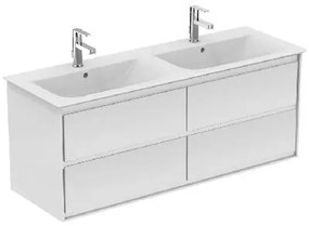 Ideal Standard Connect Air - Skříňka pod dvojumyvadlo, 1300x440x517 mm, lesklá bílá/bílá mat E0824B2