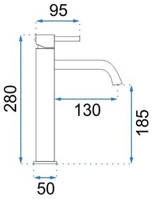 REA-B4104 - Umyvadlová baterie LUNGO 28 cm lesklý chrom