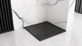 Rea BLACK STONE - Kamenná sprchová vanička 80 x 120 x 3,5 cm + sifon, černá, REA-K9602