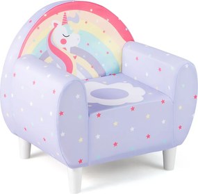 Costway Dětská pohovka s opěradlem a područkou Polstrované dětské křeslo Unicorn
